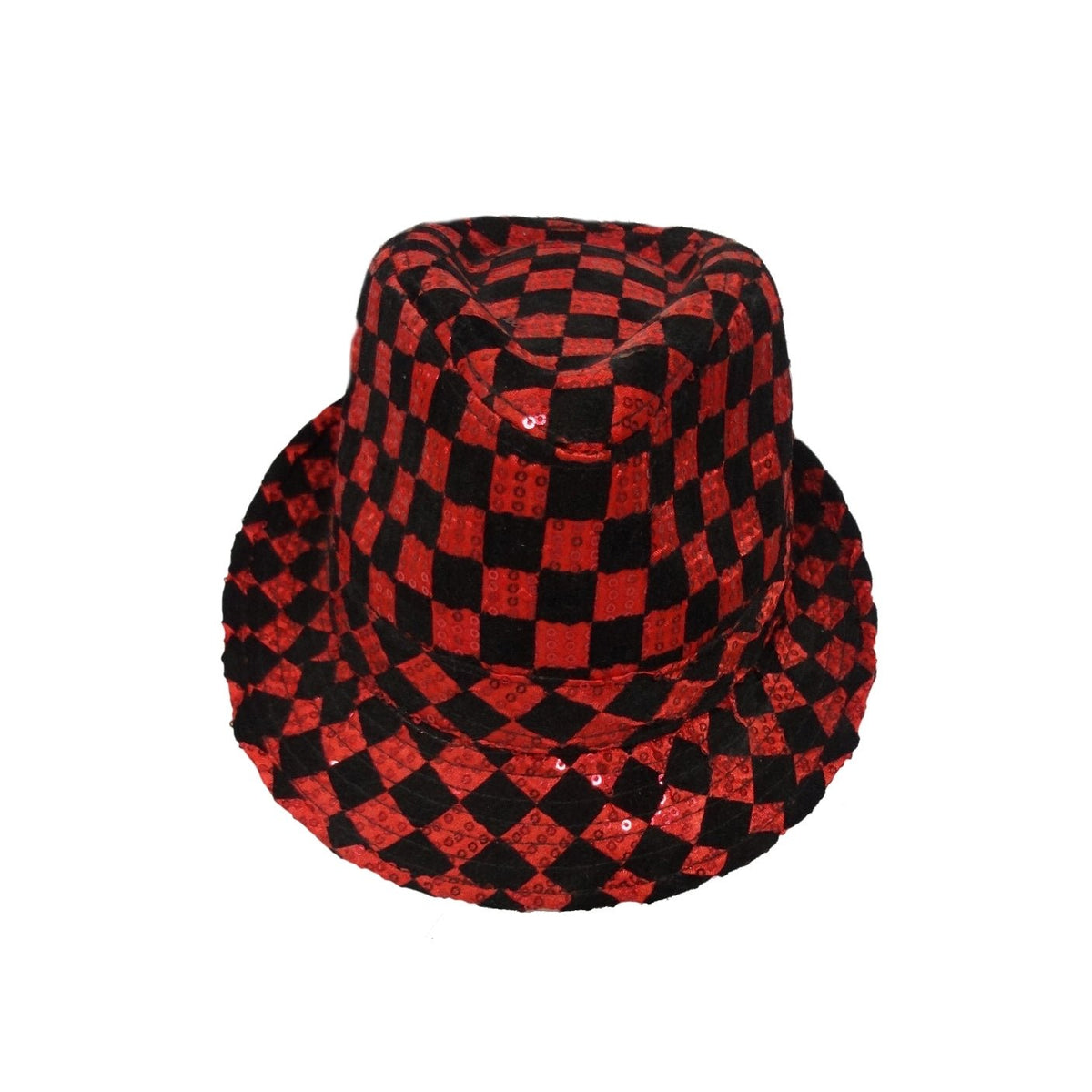 Checkerboard Sequined Fedora Hat - Dress Up America